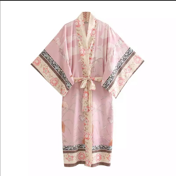 TheBoldBohemian | Swim | New Boho Dusty Pink Cherry Blossom Kimono Robe ...